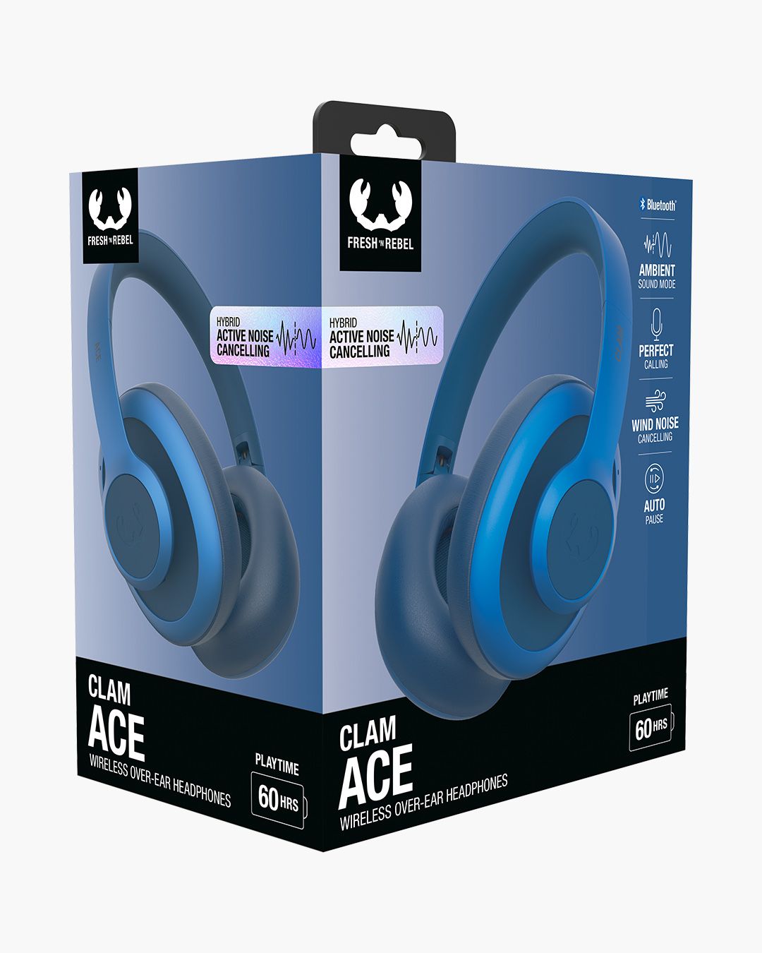 Clam Ace over-ear headphones with ANC - True Blue | Fresh 'n Rebel